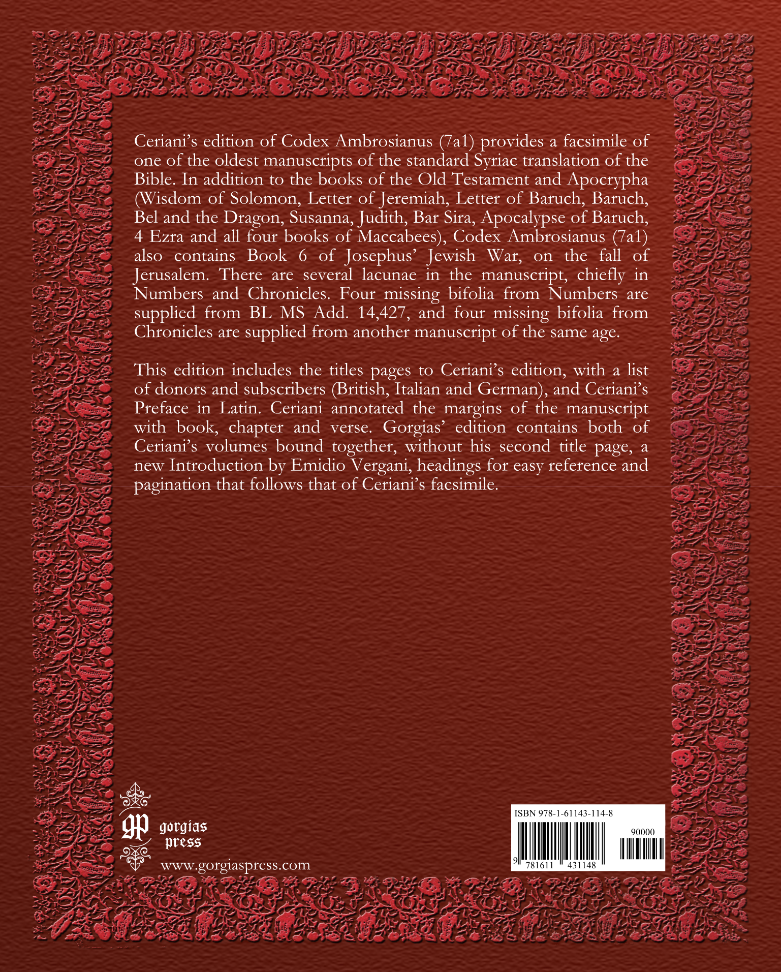Gorgias Press. A Facsimile Edition of the Peshitto Old Testament Based ...
